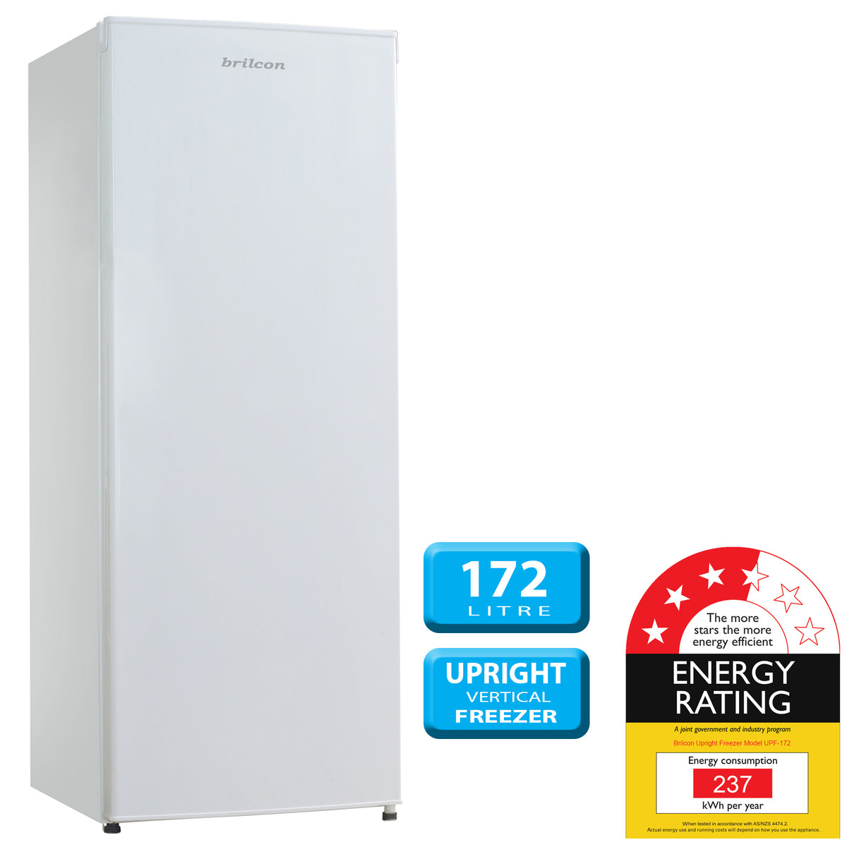 Brilcon 172L Upright Freezer UPF-172 – ElectroDirect